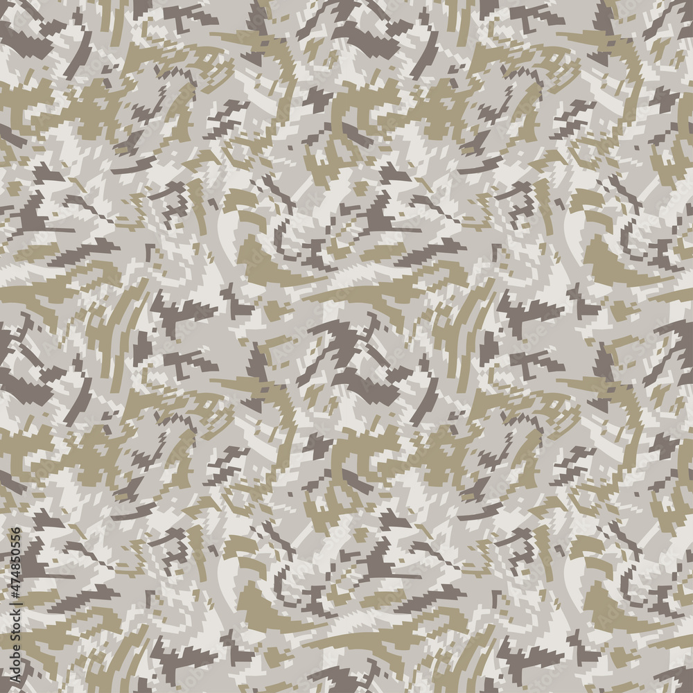 Digital wave camouflage texture, seamless pixel pattern. Modern curve ...