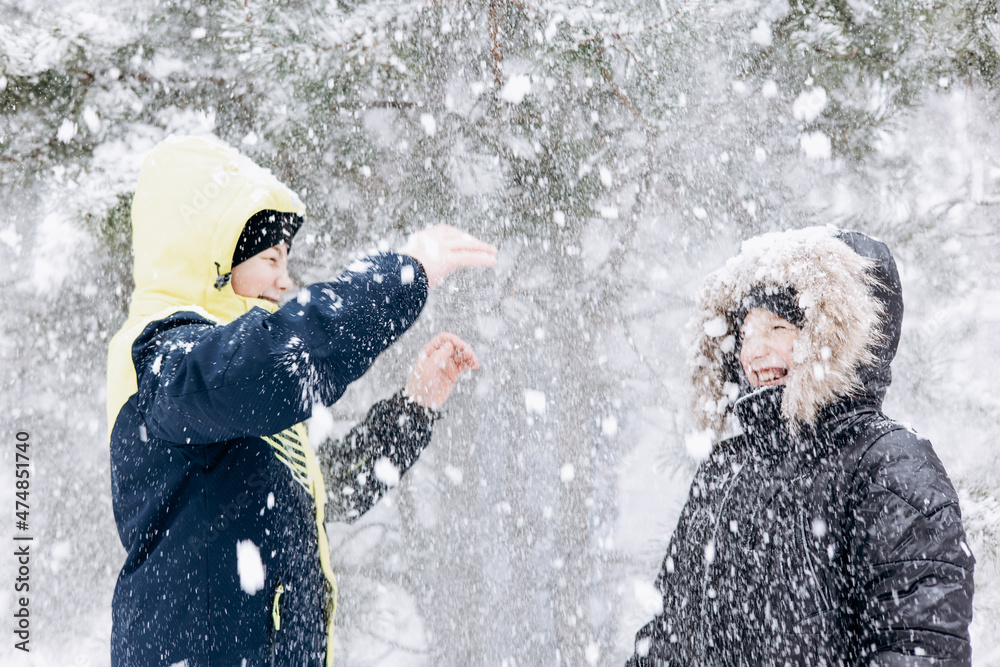Laughing Children In Snow