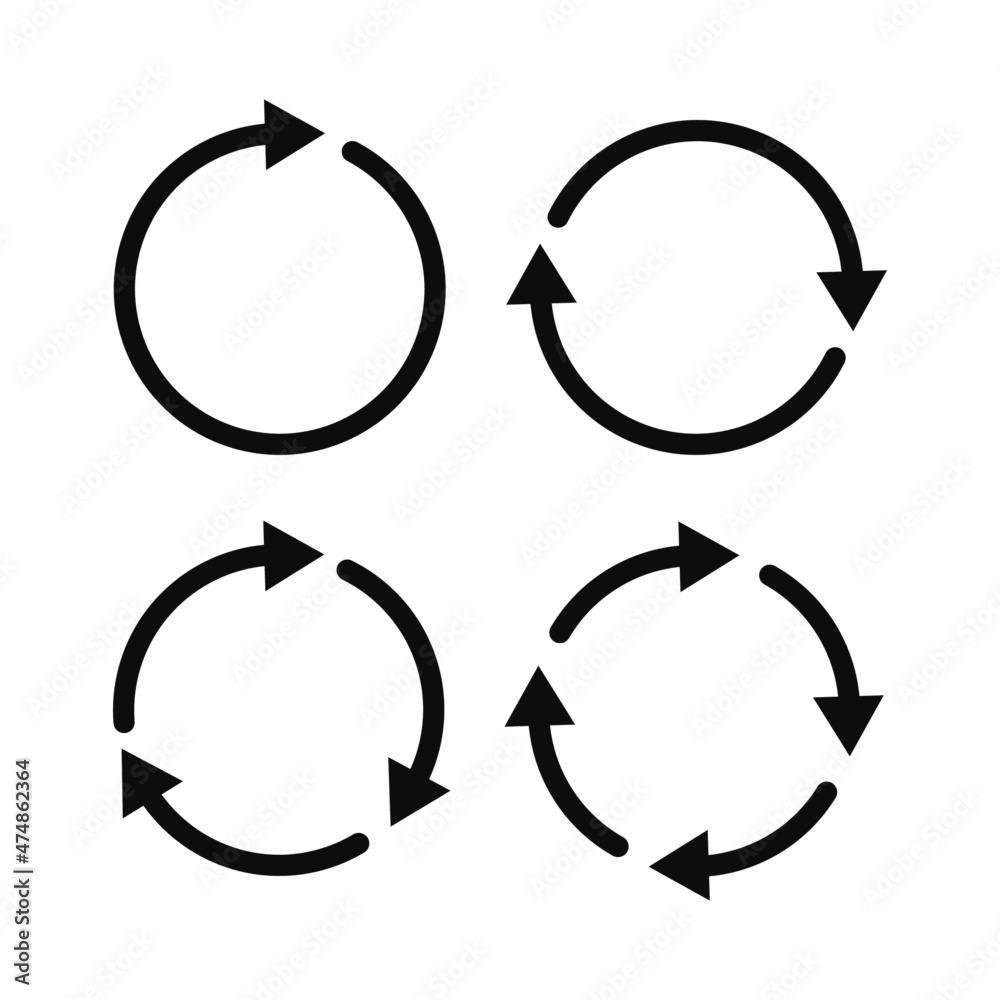 Circle arrow icon set. Vector illustration pictogram of four circular ...