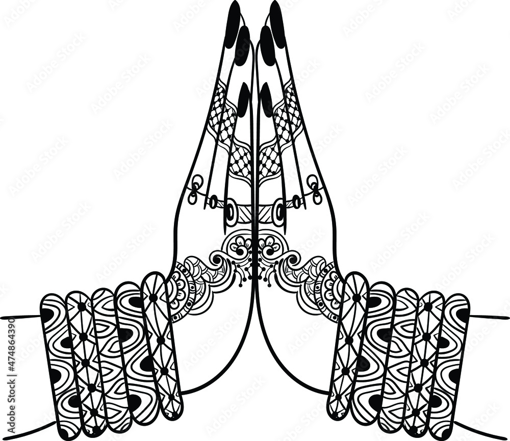 Indian creative clip art women hands welcome vector illustration ...