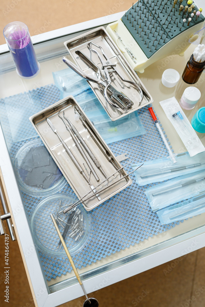 Dental clinic instruments for the treatment of the oral cavity. Dental ...