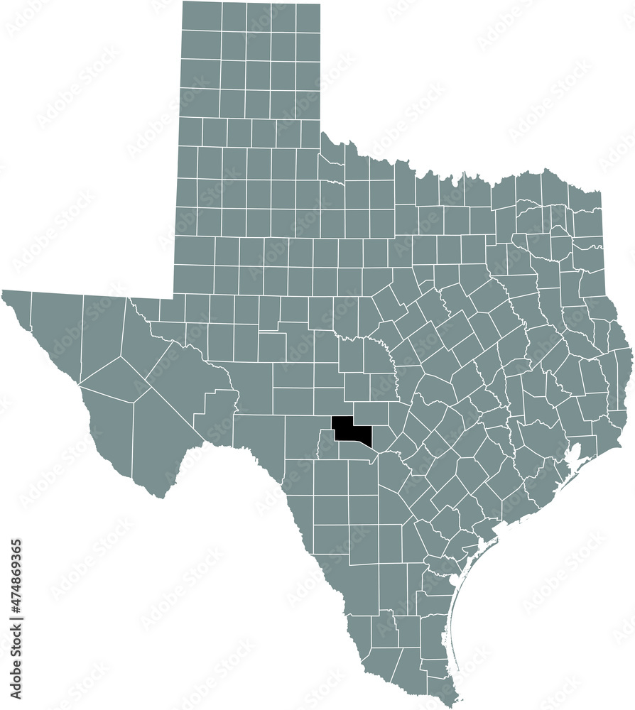 Black highlighted location map of the Kerr County inside gray ...