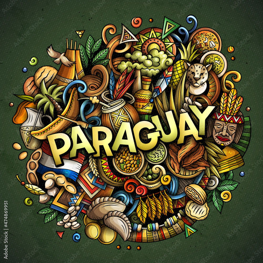 Paraguay hand drawn cartoon doodle illustration. Funny local design ...