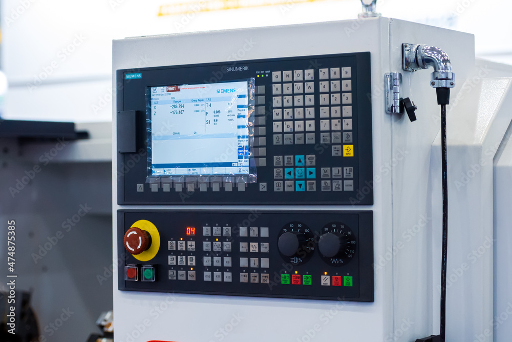 KIEV, Ukraine -November 18,2021:Siemens CNC control panel with display ...