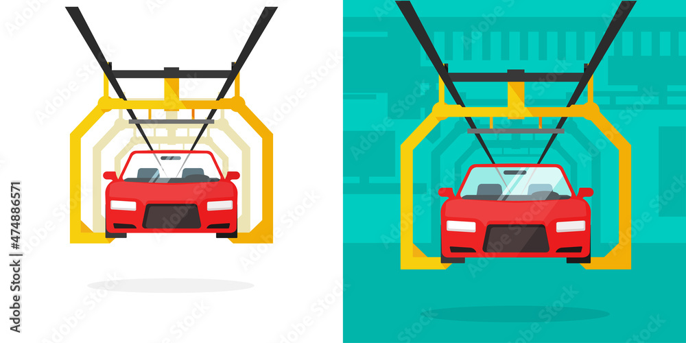 Car manufacture factory vector or automobile automotive production line ...