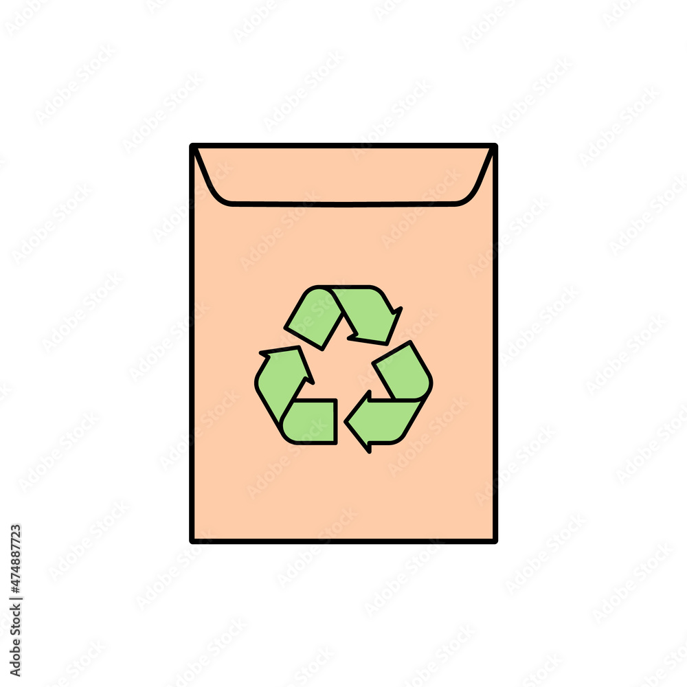 Big envelope made of recycled paper. Brown booklet container line icon ...