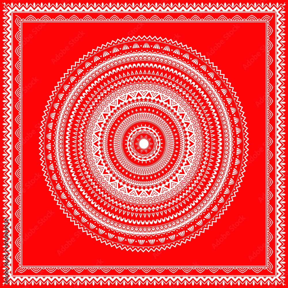 Aipan Design pattern for india festival vector red and white color ...