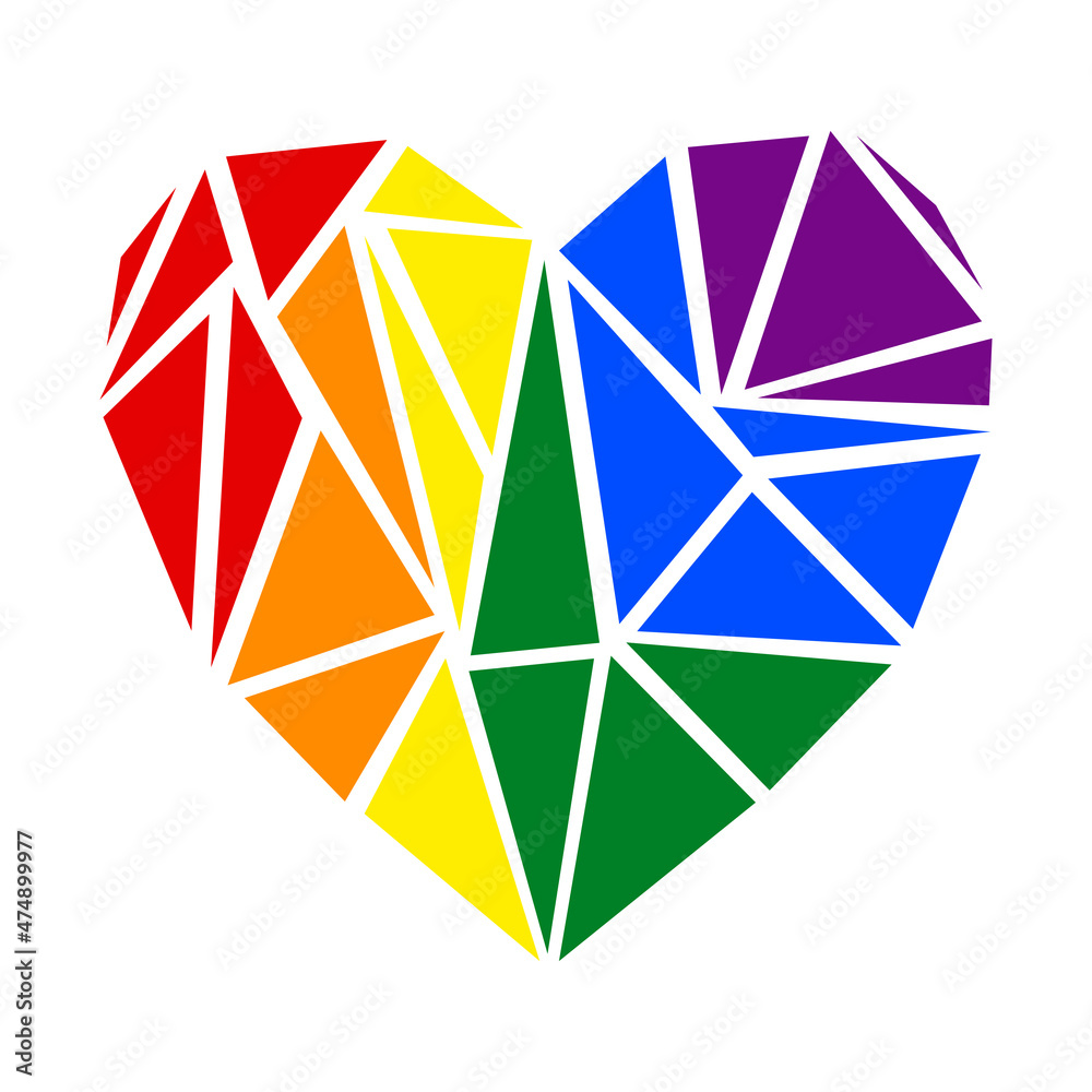 Pride Heart Lgbt Symbol In Rainbow Colors Vector Illustration Isolated On White Background