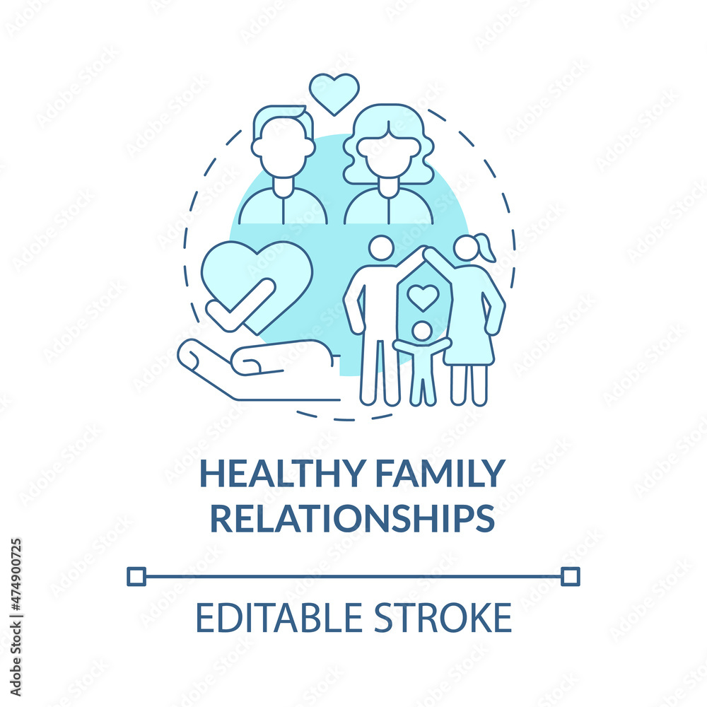Healthy family relationship turquoise concept icon. Healthy lifestyle ...