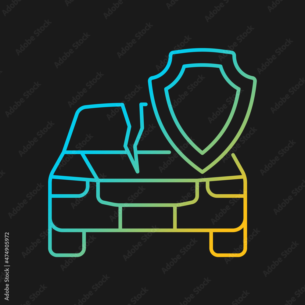 Car damage insurance gradient vector icon for dark theme. Road accident ...