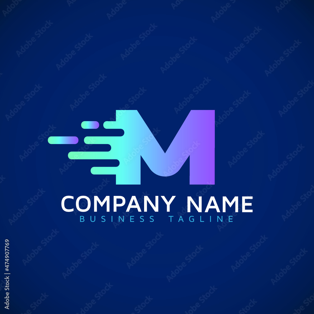 Letter M Speed motion fast Logo Design initial letter m icon Element ...