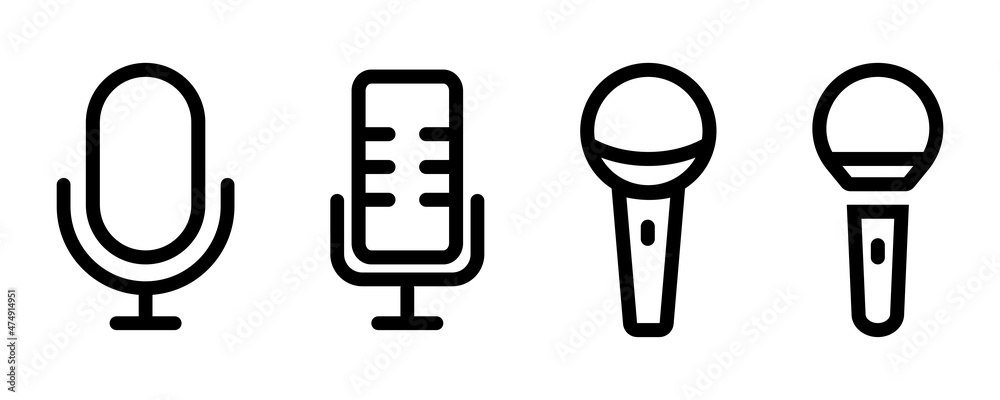 Outline mic symbol. Mic icons set. Microphone symbol collection ...