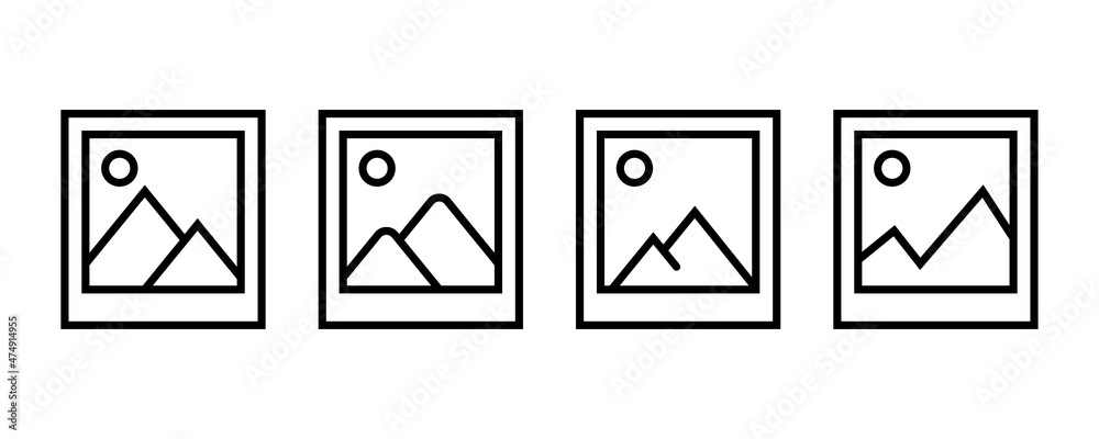 Picture symbol. Picture thumbnail icon. Square frame with mountain ...