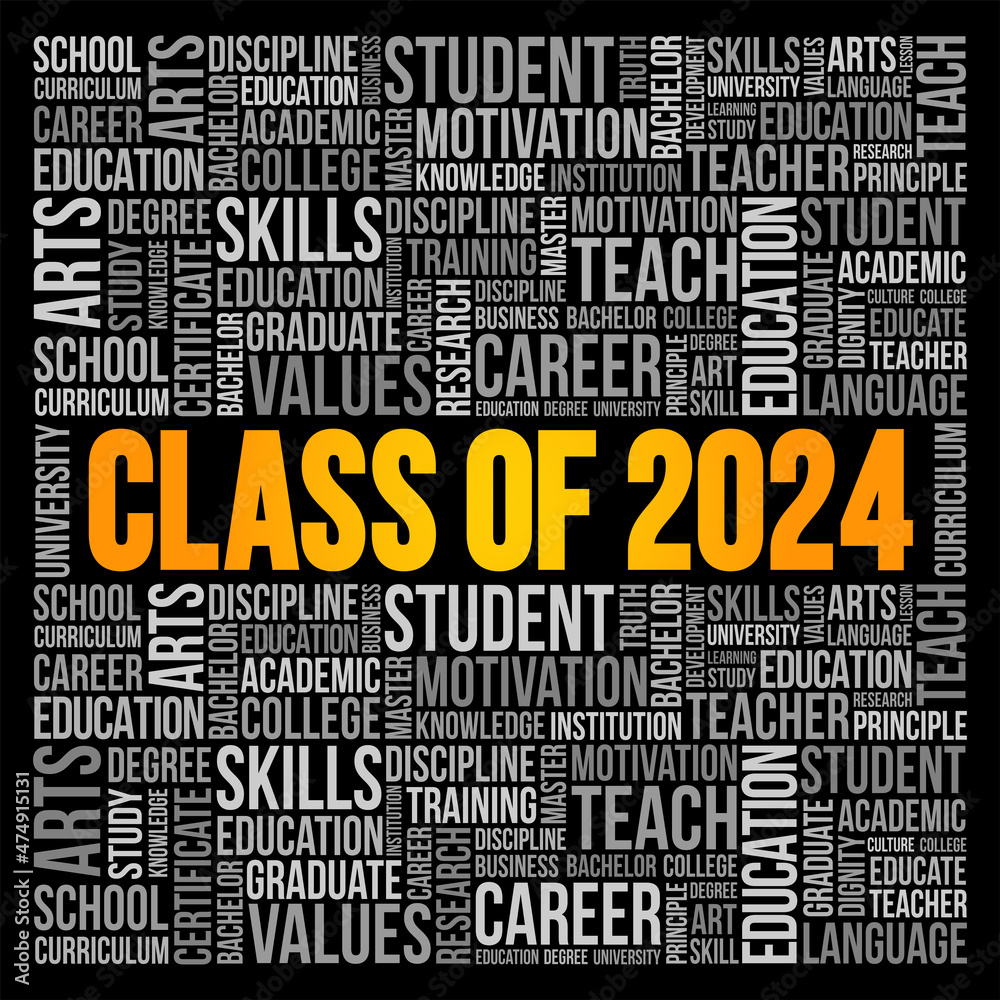 CLASS OF 2024 word cloud collage, education concept background Stock ...