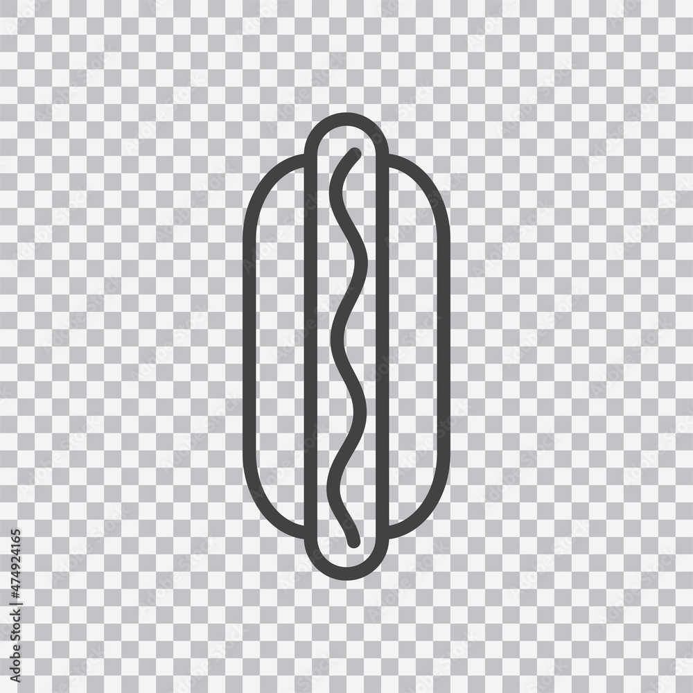 Hot dog outline icon. Vector isolated on transparent background. Stock ...