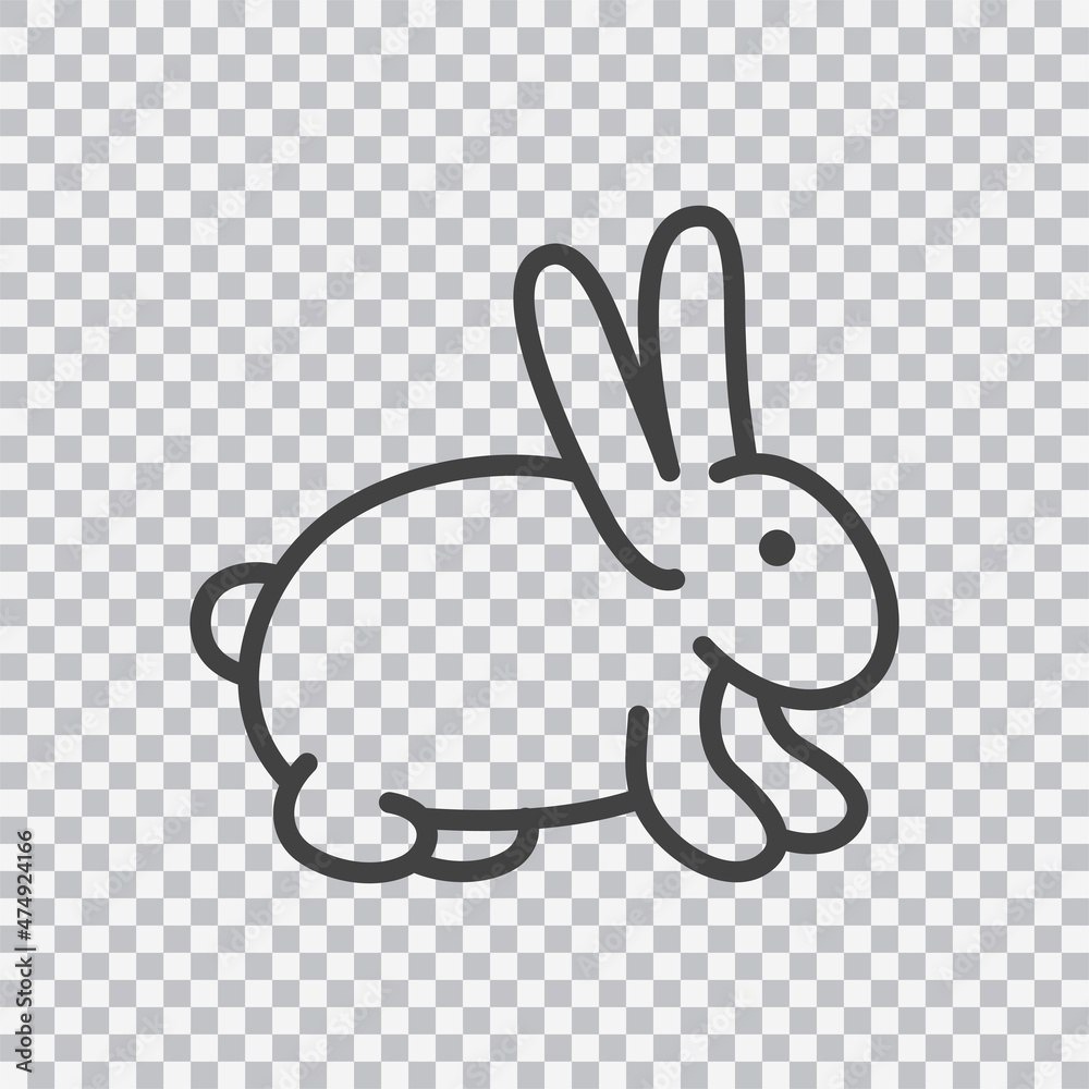 Rabbit outline icon. Vector isolated on transparent background. Stock ...
