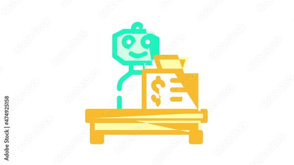 robot cashier animated color icon robot cashier sign. isolated on white ...