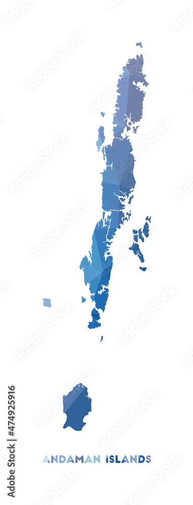 Low poly map of Andaman Islands. Geometric illustration of the island ...