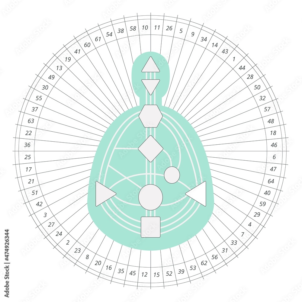 Mandala human design with bodygraph and gates numbers. For presentation ...