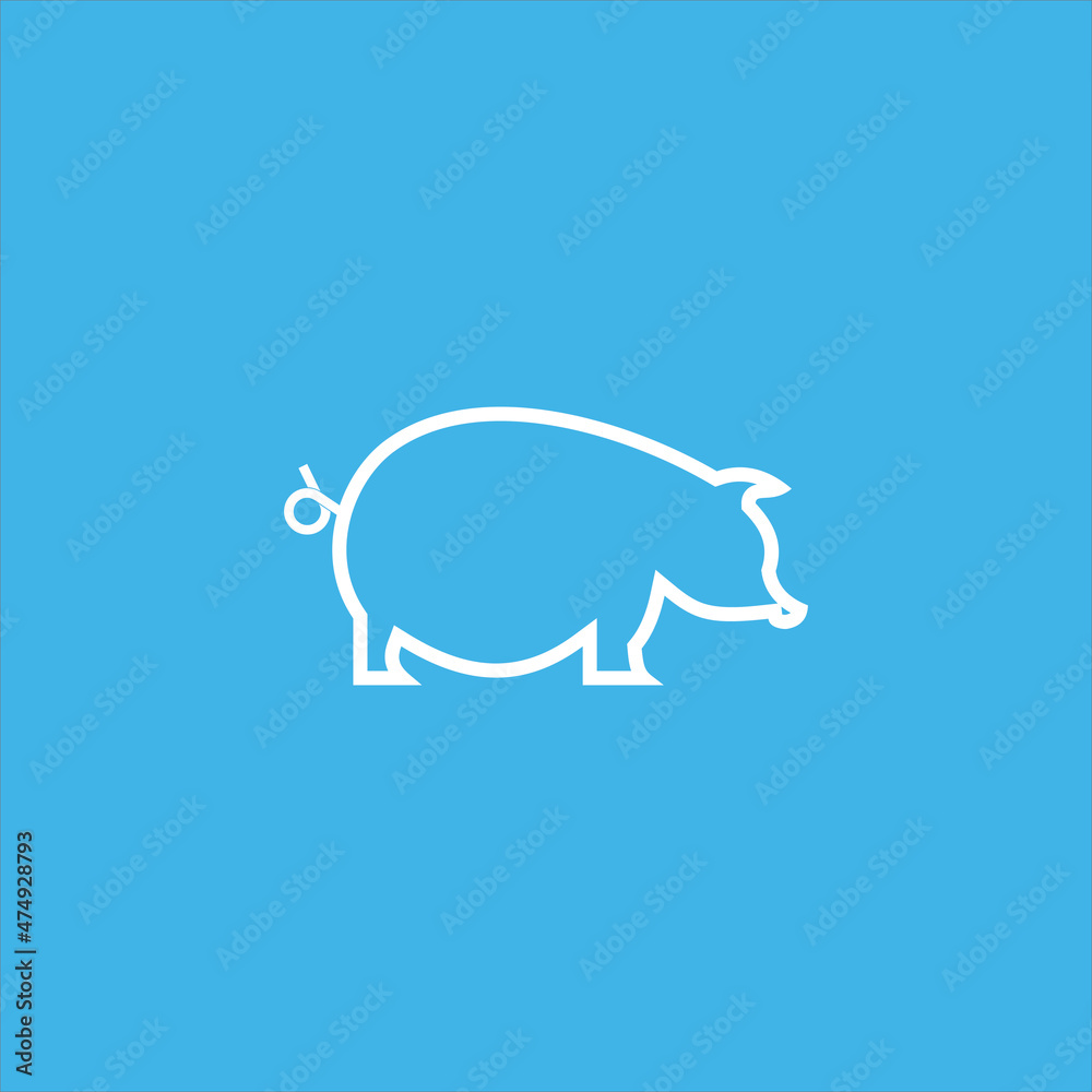 pig logo vector template line art Stock Vector | Adobe Stock