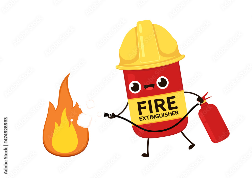 Fire extinguisher cartoon vector. Fire extinguisher on white background ...