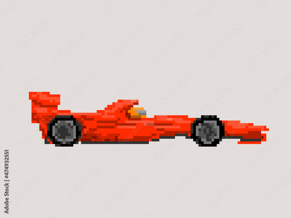 Illustration of red race car in pixel art style Stock Vector | Adobe Stock