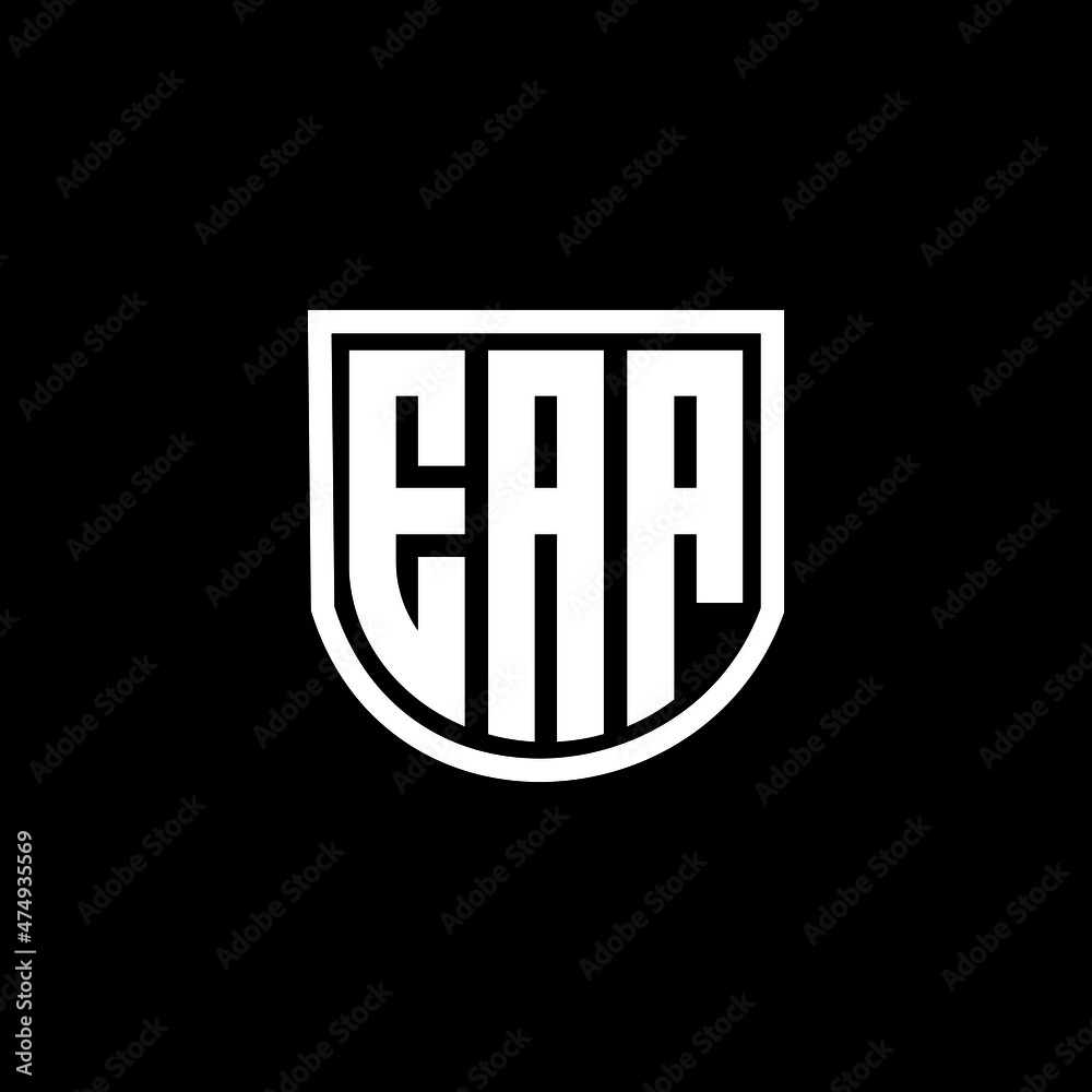 Vettoriale Stock EAA letter logo design with black background in ...