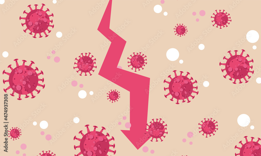 Coronavirus crash arrow chart down. Virus pandemic collapse danger drop ...