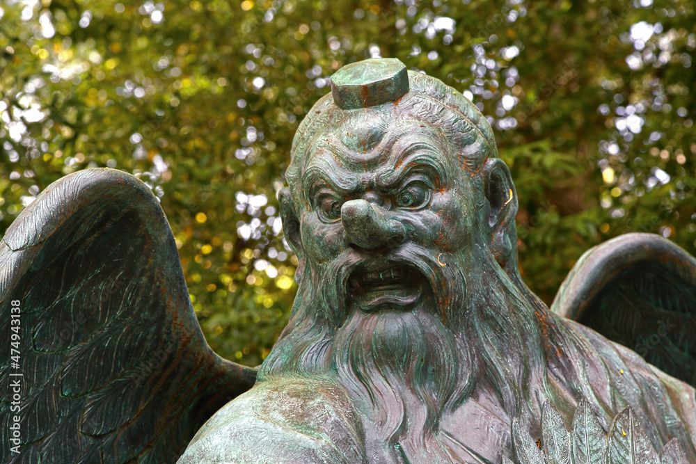 Tengu statue at Shinto Shrine on Mount Takao, Japan Stock Photo | Adobe ...