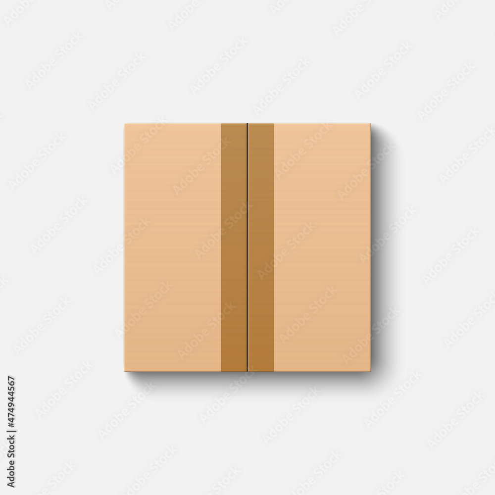 Top view closed cardboard box mockup isolated on white background ...