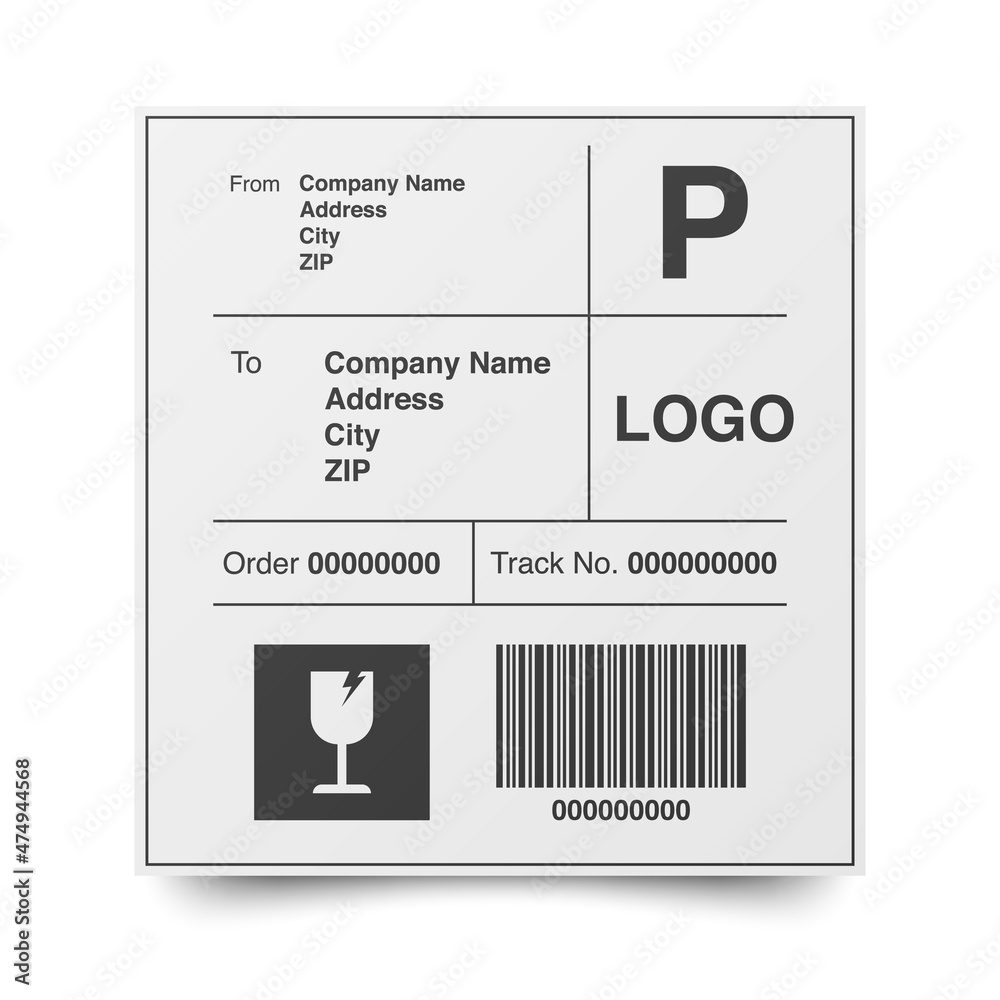 Shipment label template. Cargo sticker. Delivery bar code mockup ...