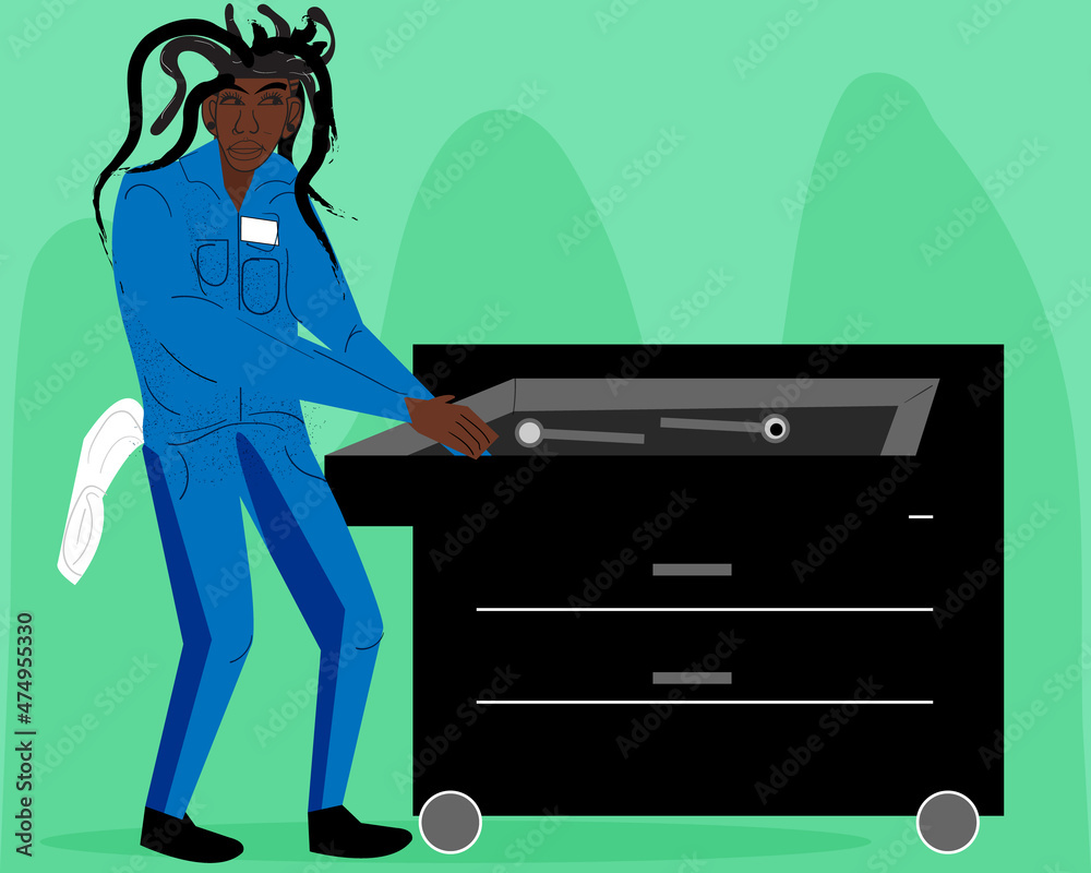 Transgender mechanic going into a toolbox Stock Vector | Adobe Stock