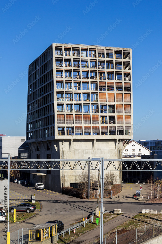 Basel, Switzerland - Dezember 13. 2021: The modern residential building ...