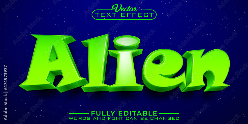 Cartoon Green Alien Editable Text Effect Template Stock Vector | Adobe ...