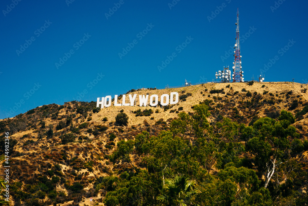 Famous landmark Hollywood Sign in Los Angeles, California. Stock Photo ...