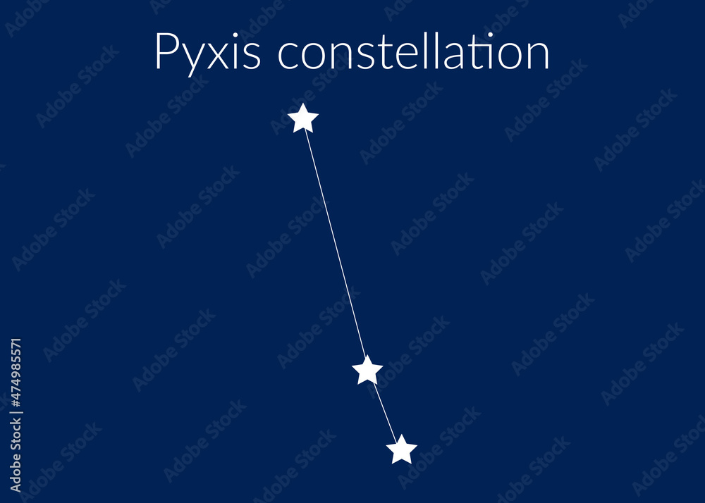 Pyxis zodiac constellation sign with stars on blue background of cosmic ...