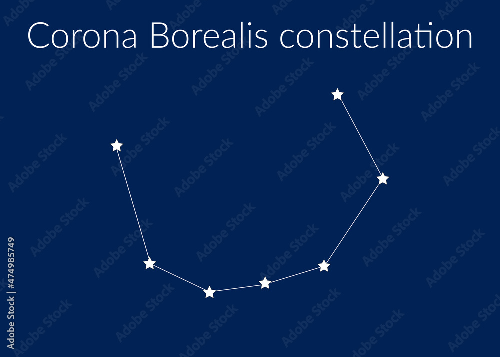 Corona borealis zodiac constellation sign with stars on blue background ...