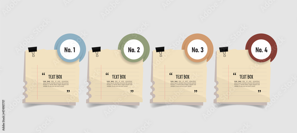 Text box design with note papers infographic. Stock Vector | Adobe Stock