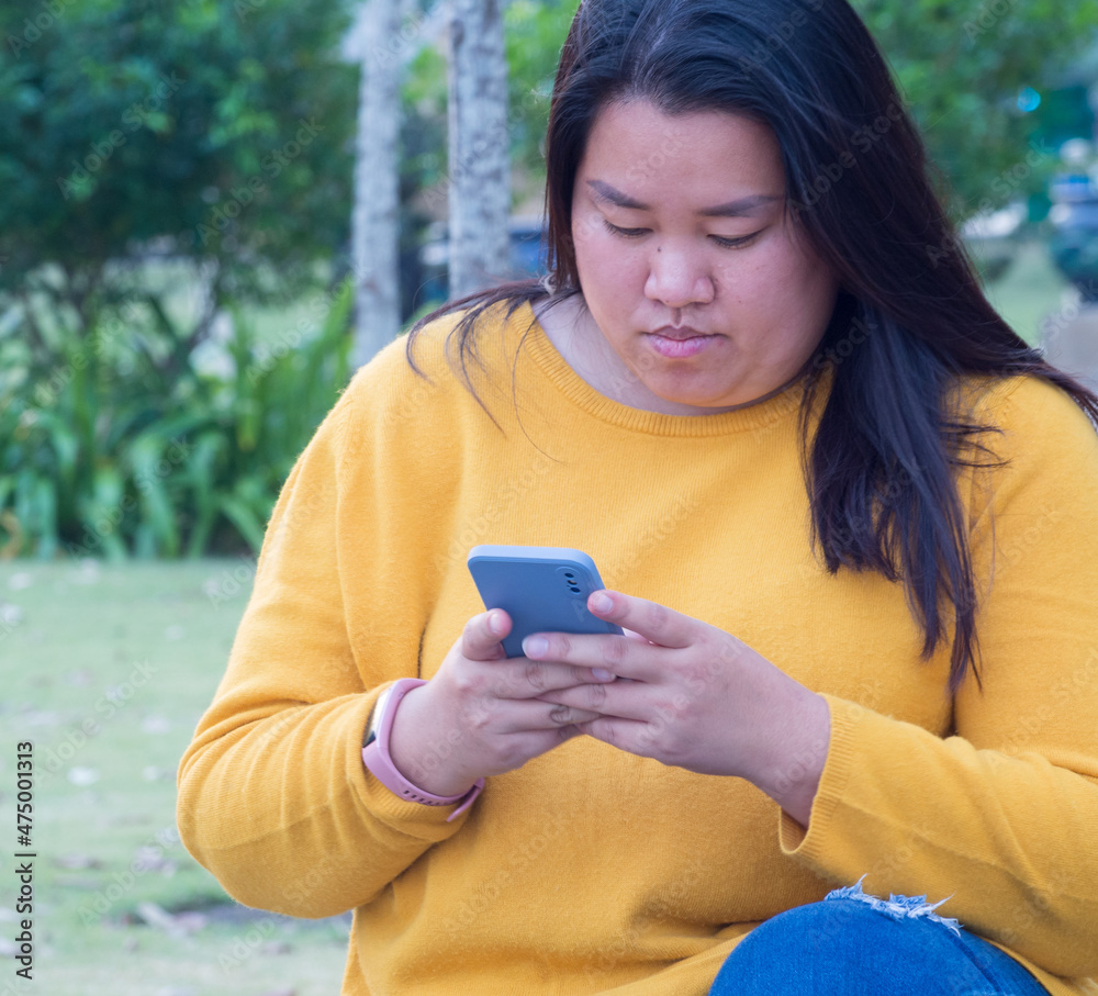 Portrait Fat Asian Woman 1 Person With Long Black Hair Wearing Yellow
