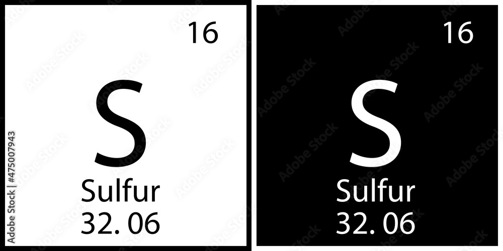 Sulfur chemical element. Science structure. Mendeleev table. Education ...