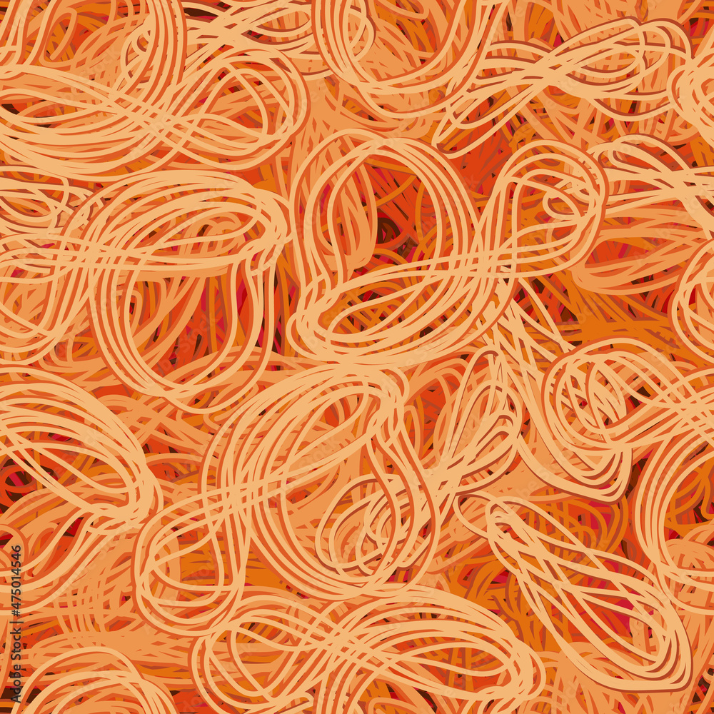 Cartoon illustration of pasta. Vector macaroni seamless pattern. Spicy ...