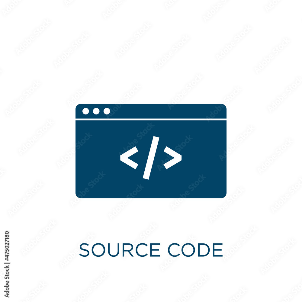source code vector icon. software filled flat symbol for mobile concept and web design. Black ...