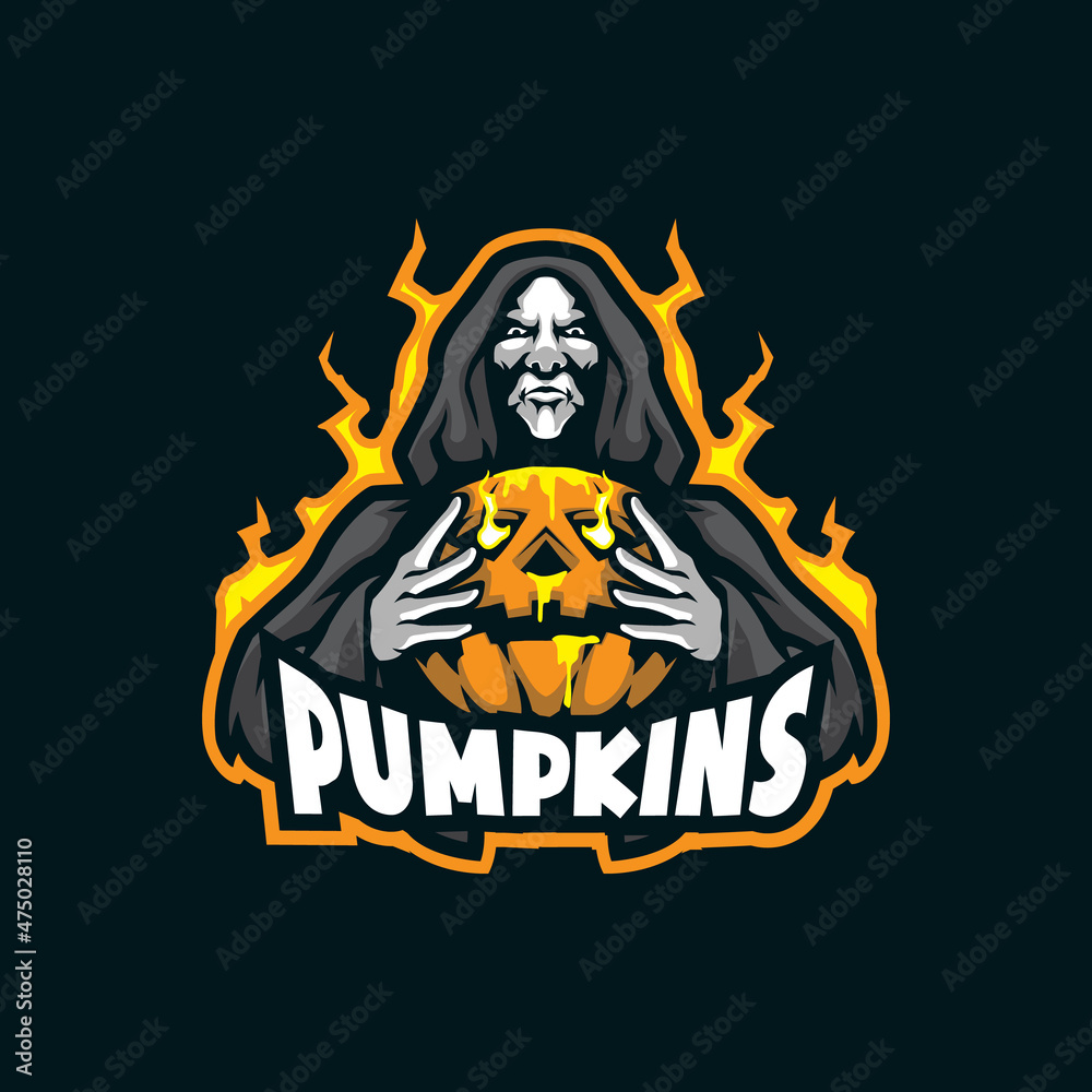 Pumpkin mascot logo design vector with modern illustration concept ...