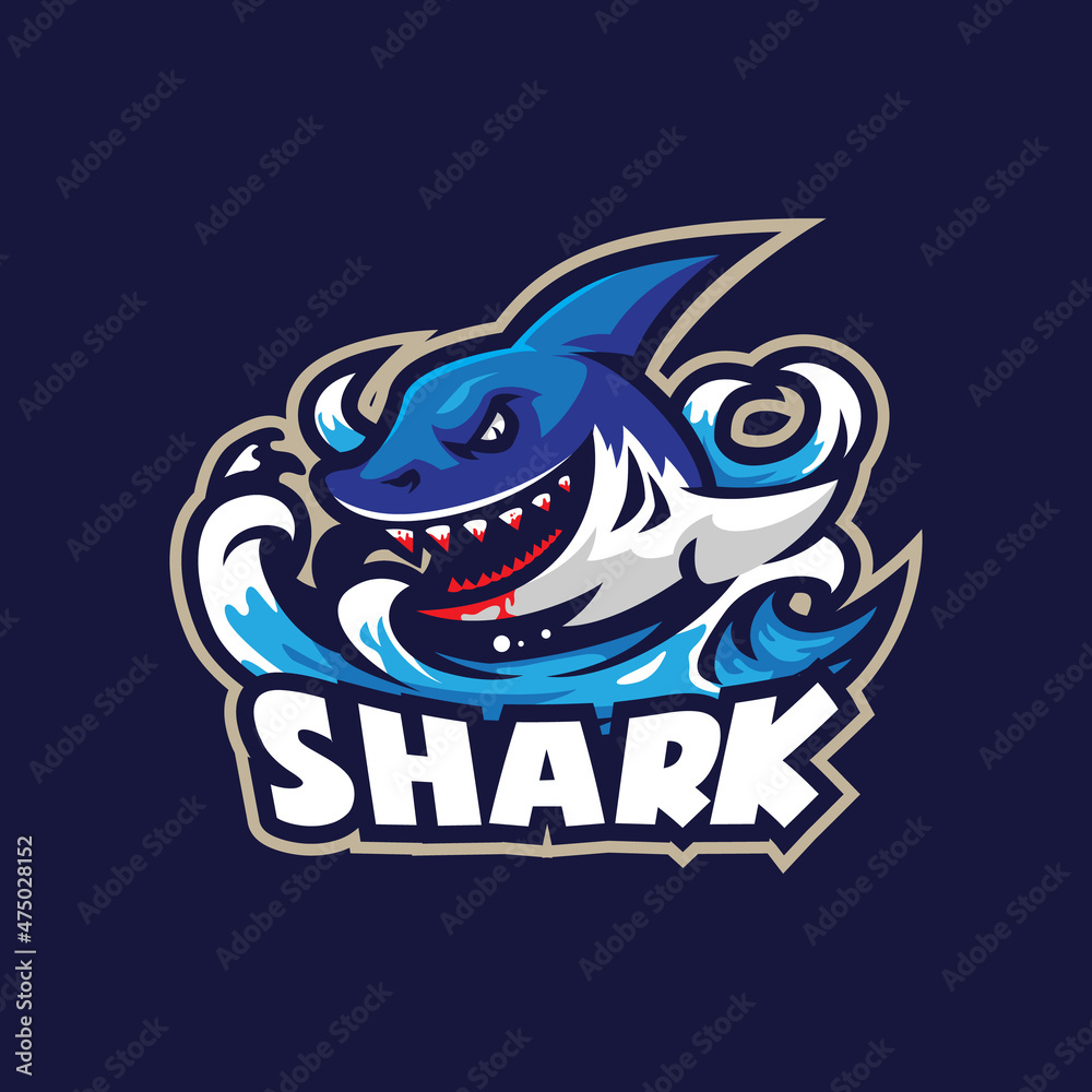 Shark mascot logo design vector with modern illustration concept style ...