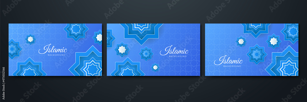Flat flower blue pattern Islamic design background. Islamic Background ...