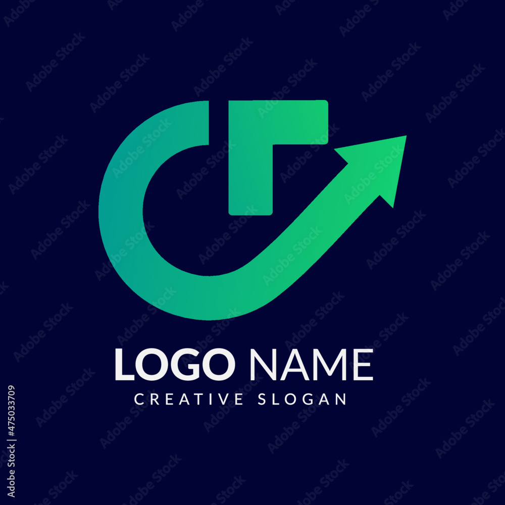 Letter t with arrow logo design vector, growth and letter t icon ...