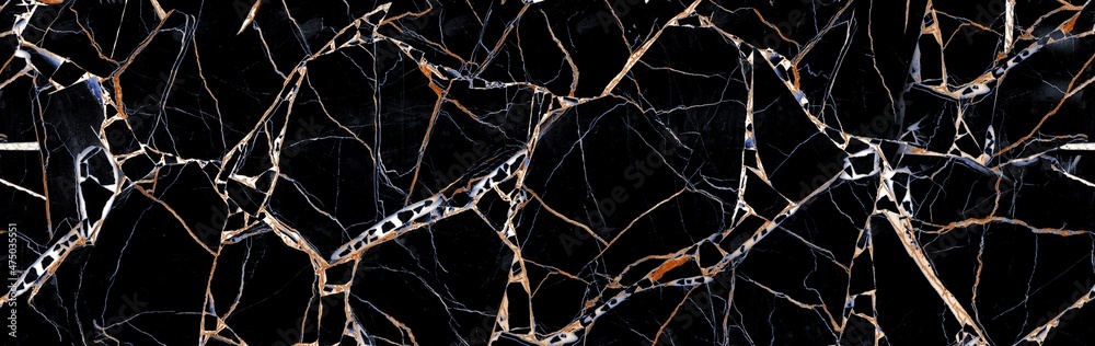 Natural dark black marble texture with golden veins, black granite ...