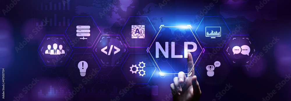 NLP Natural language processing concept. Artificial intelligence neural ...