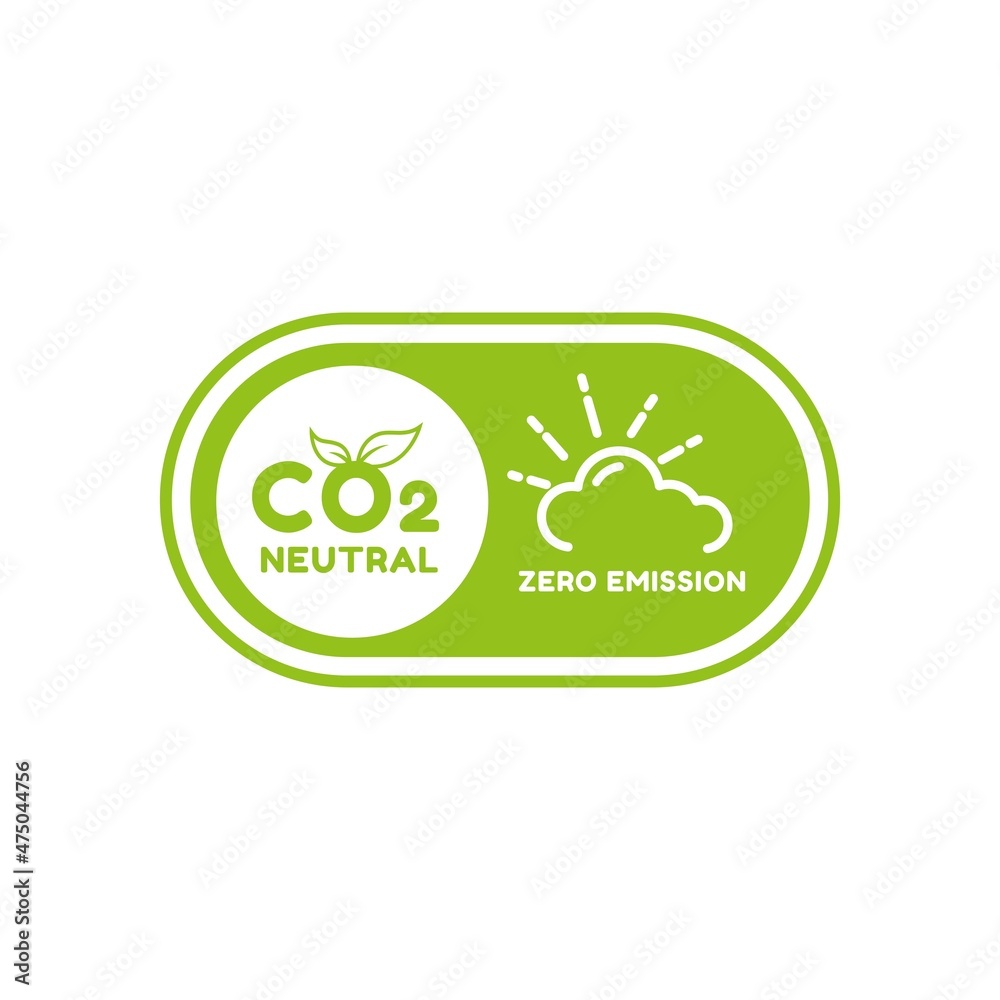 CO2. Carbon Neutral (zero emission) icon logo for climate change and ...