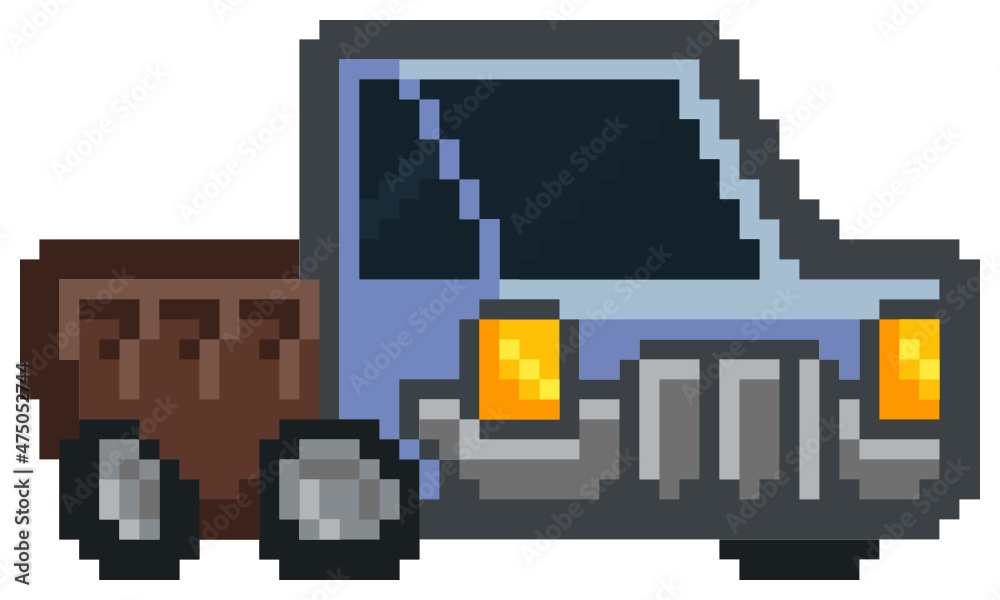 Pixel Art - Pick-up Truck - Car - Cartoon style - 8bit Game Art Stock ...